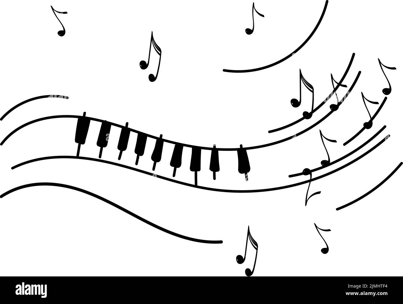 Piano melody, hand-drawn doodle. Flying notes. Music. Inspiration ...