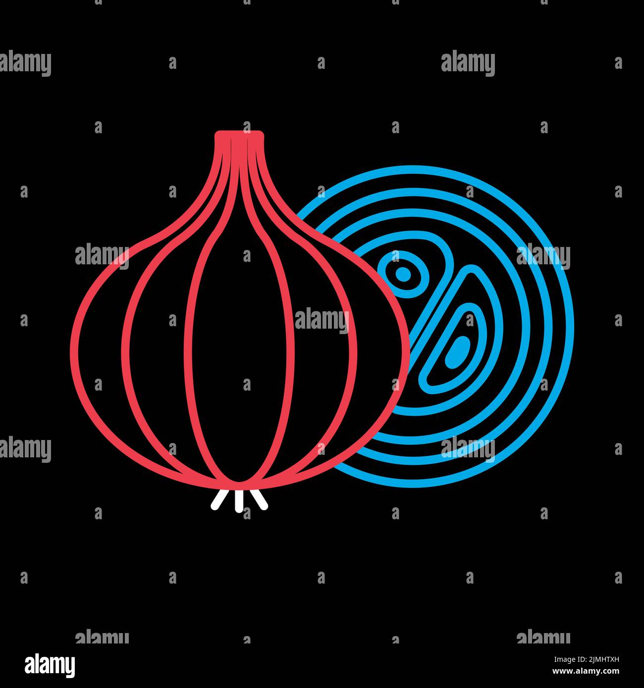 Onion vector isolated on black background icon. Barbecue and bbq grill ...