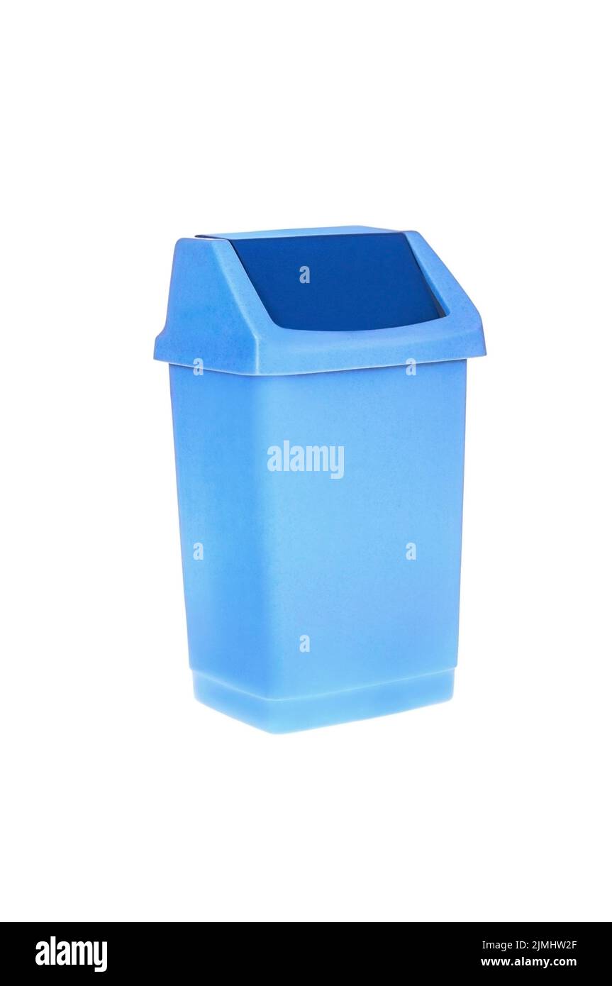 Blue Garbage can isolated on white background Stock Photo - Alamy