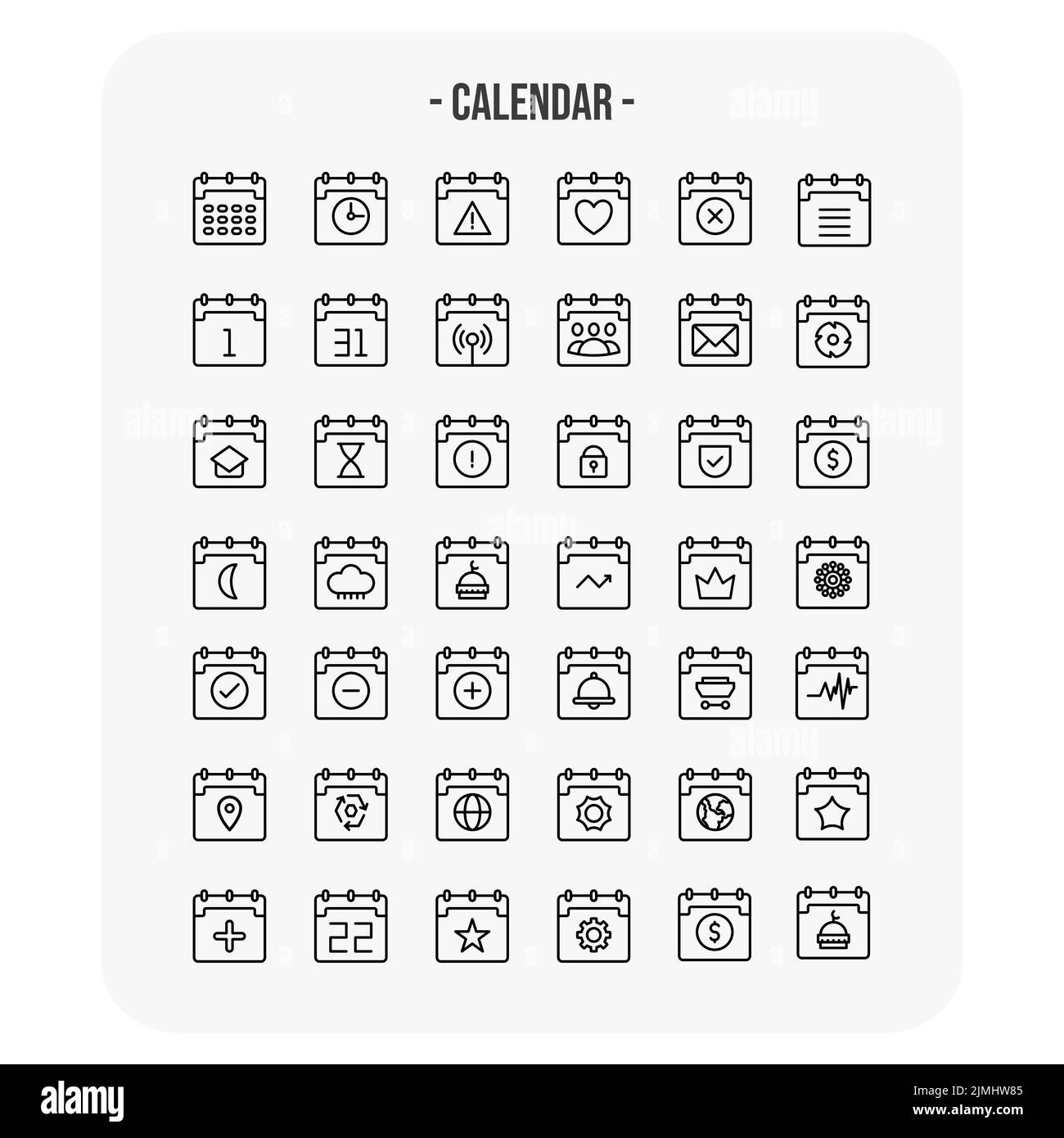 A vector illustration of different calendar icons Stock Vector Image ...
