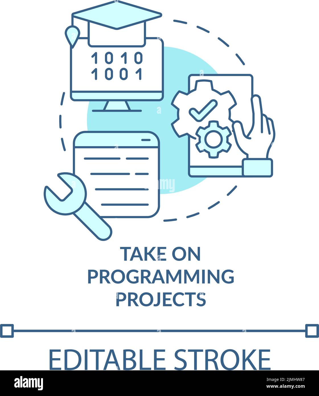 Take on programming projects turquoise concept icon Stock Vector Image ...