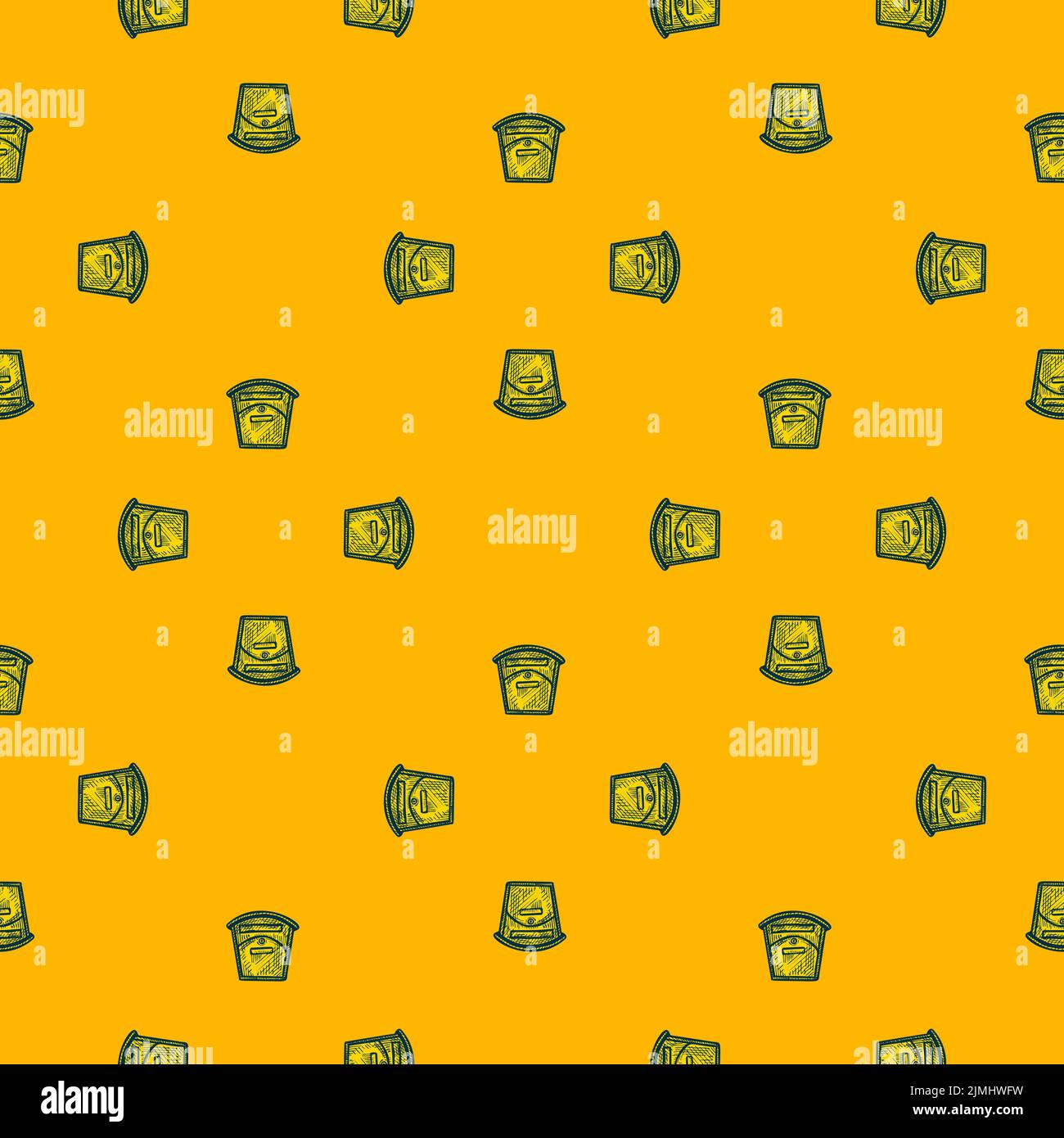 Mailbox engraved seamless pattern. Vintage letterbox in hand drawn ...