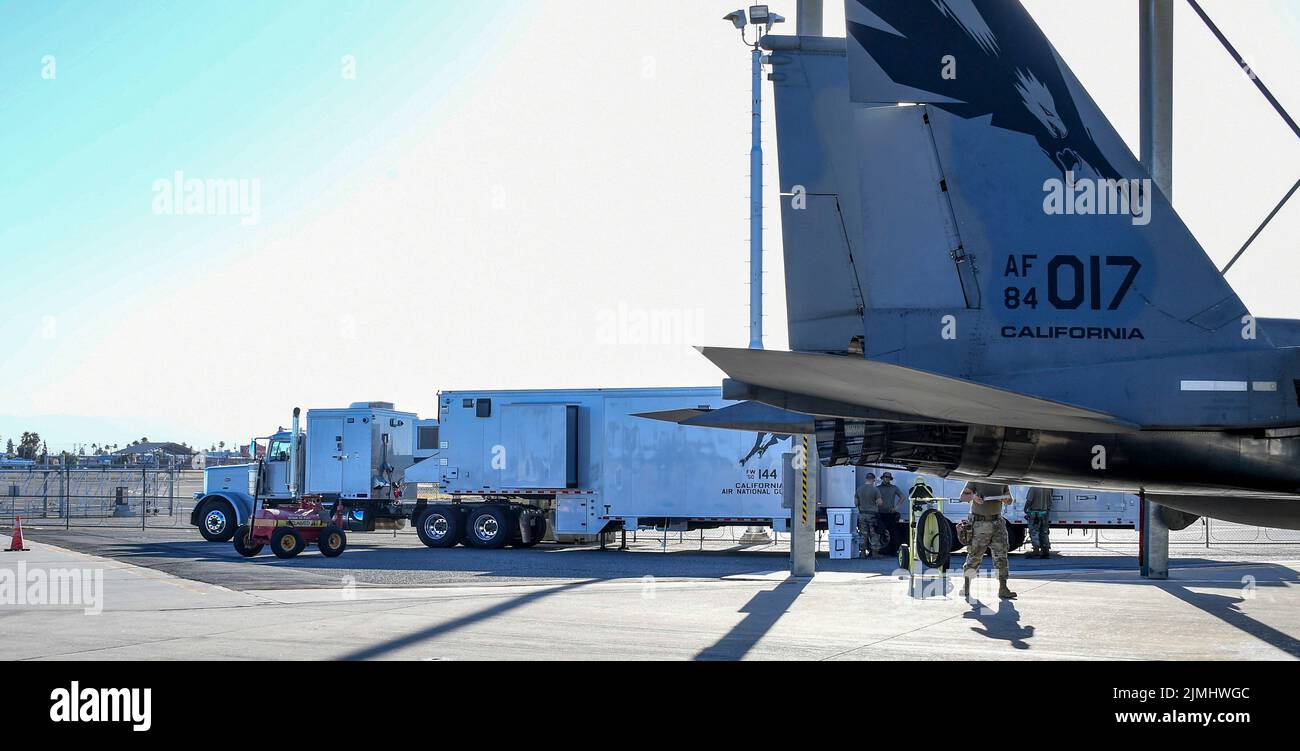Airman from the 144th Fighter Wing simulate a deployment with the ...