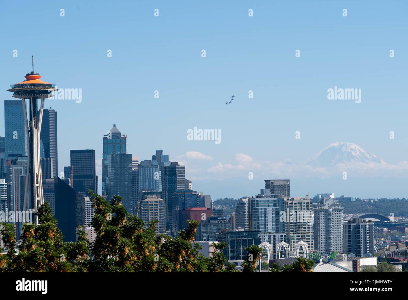The U.S. Navy Flight Demonstration Squadron, the Blue Angels, fly over ...