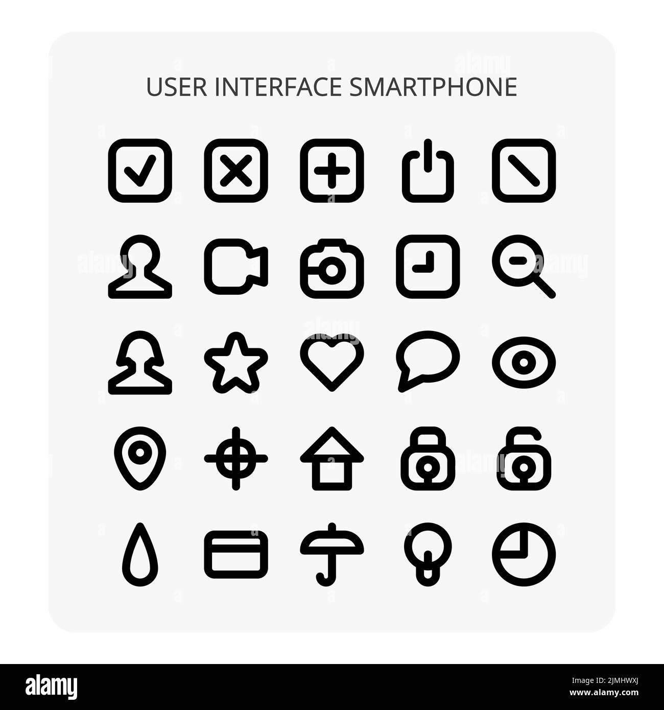 A set of user interface icons of a smartphone with a white background ...