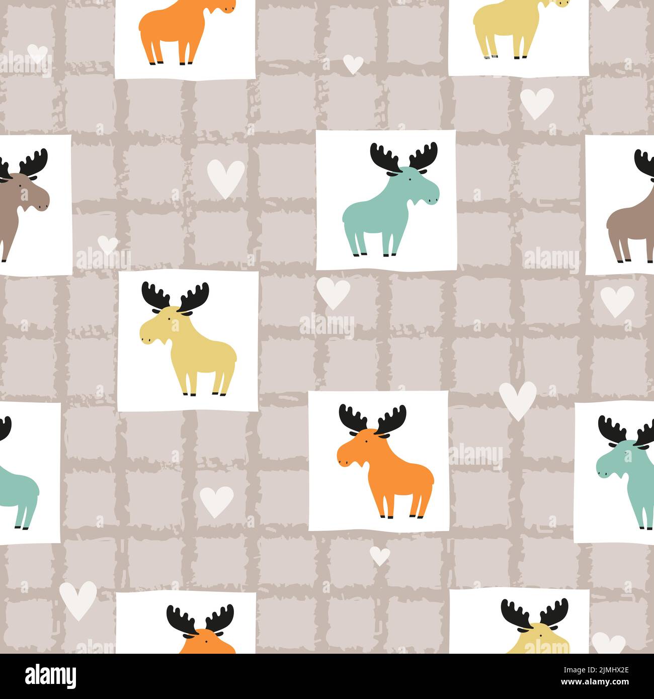 Seamless baby pattern with cute elks. Cartoon animal vector ...
