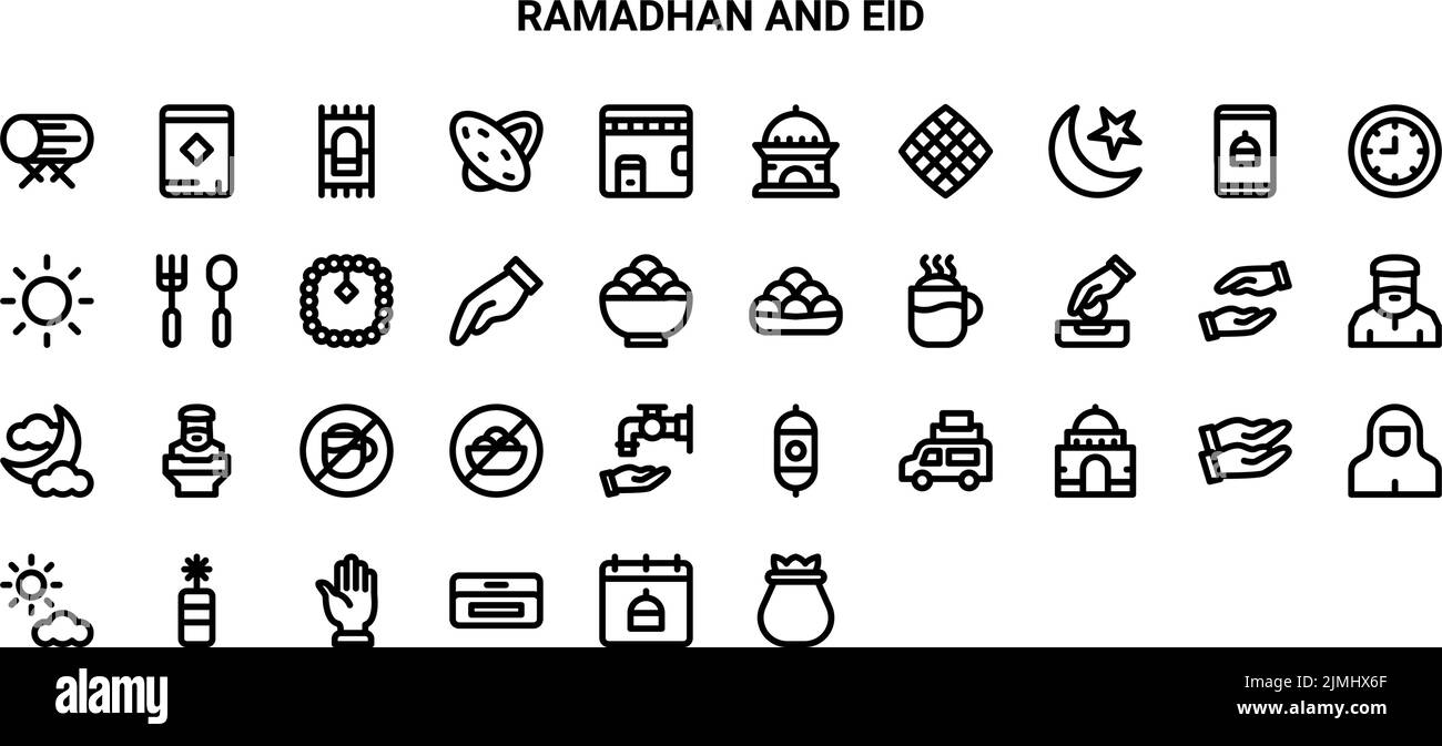 A set of Ramadhan icons with a white background Stock Vector Image ...