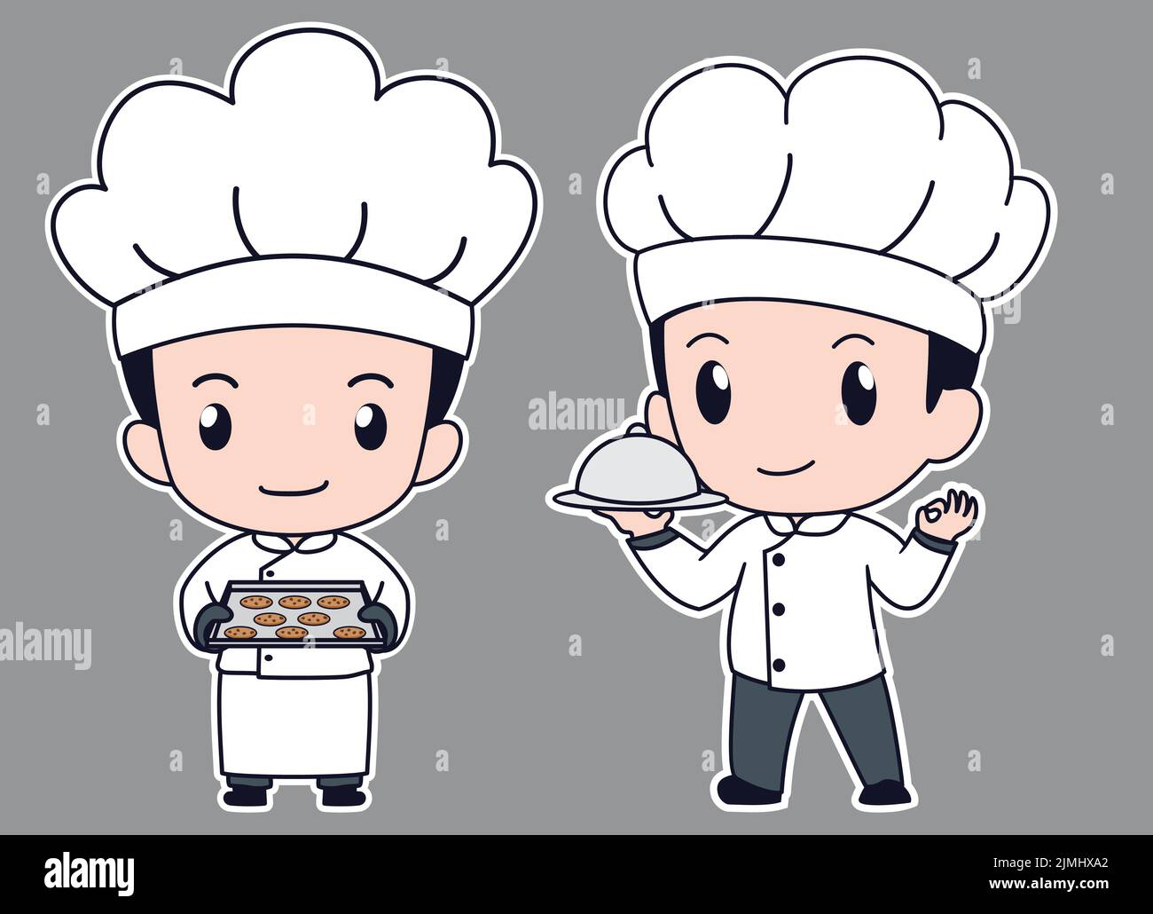 The character of Chibi Kawaii is a cute boy in a chef's uniform holding ...