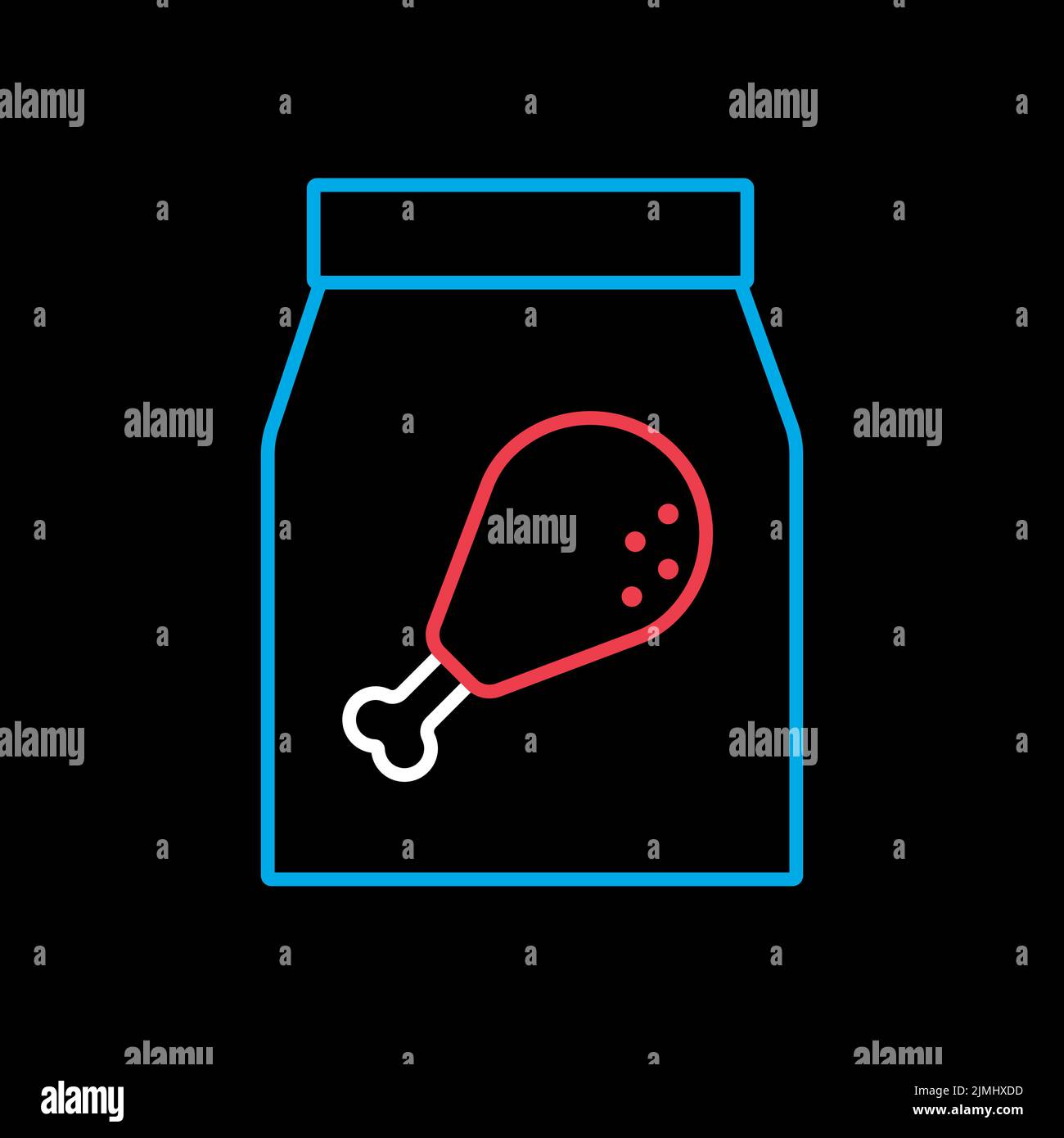 Paper bag with food vector isolated on black background icon. Leg ...