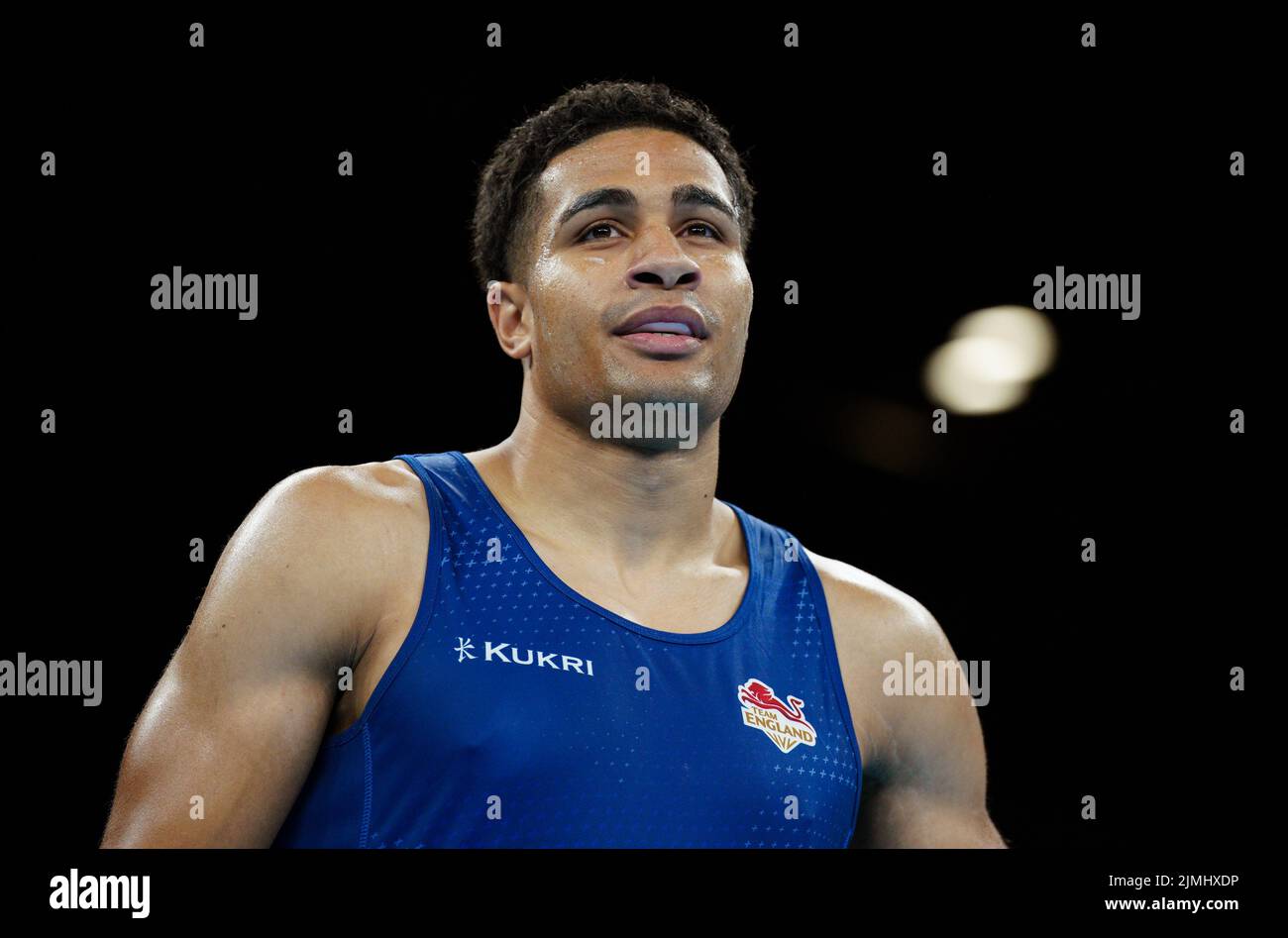 England's Delicious Orie (right) after defeating New Zealand's Leuila ...