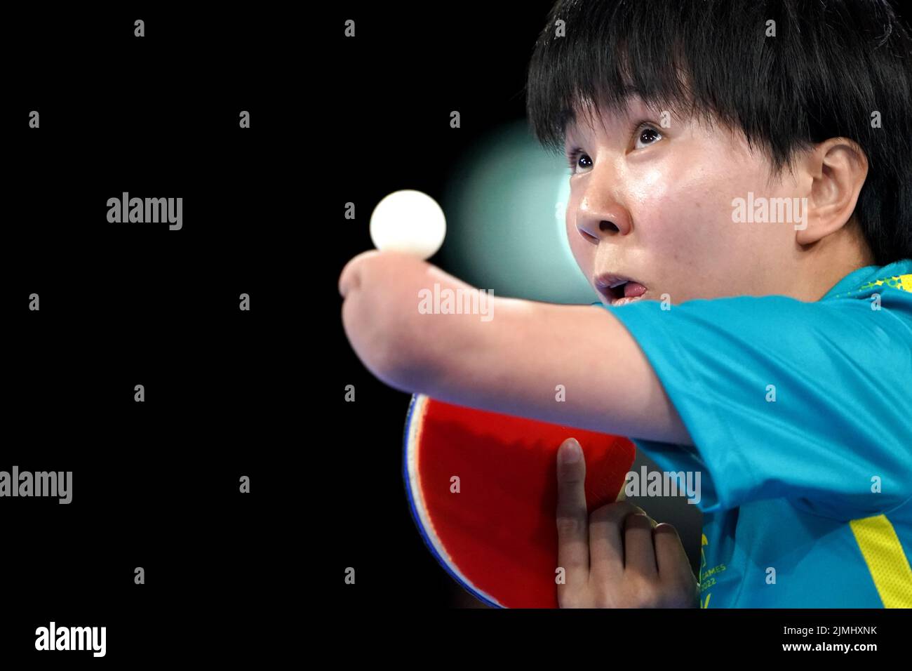 Australia's Qian Yang serves against Australia's Li Na Lei during the ...