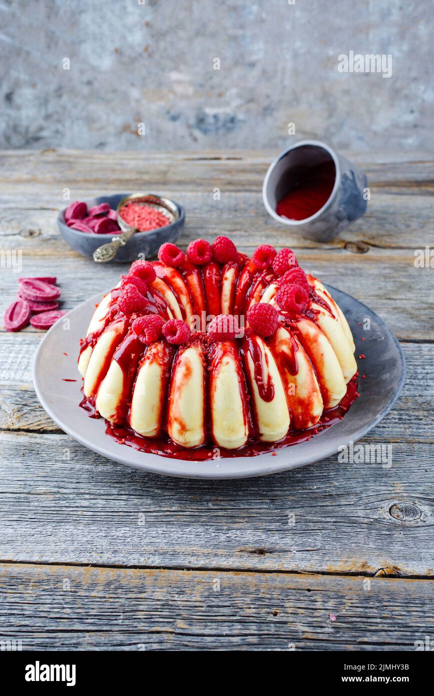 Traditional Italian budino di ricotta cheesecake pudding with chocolate ...