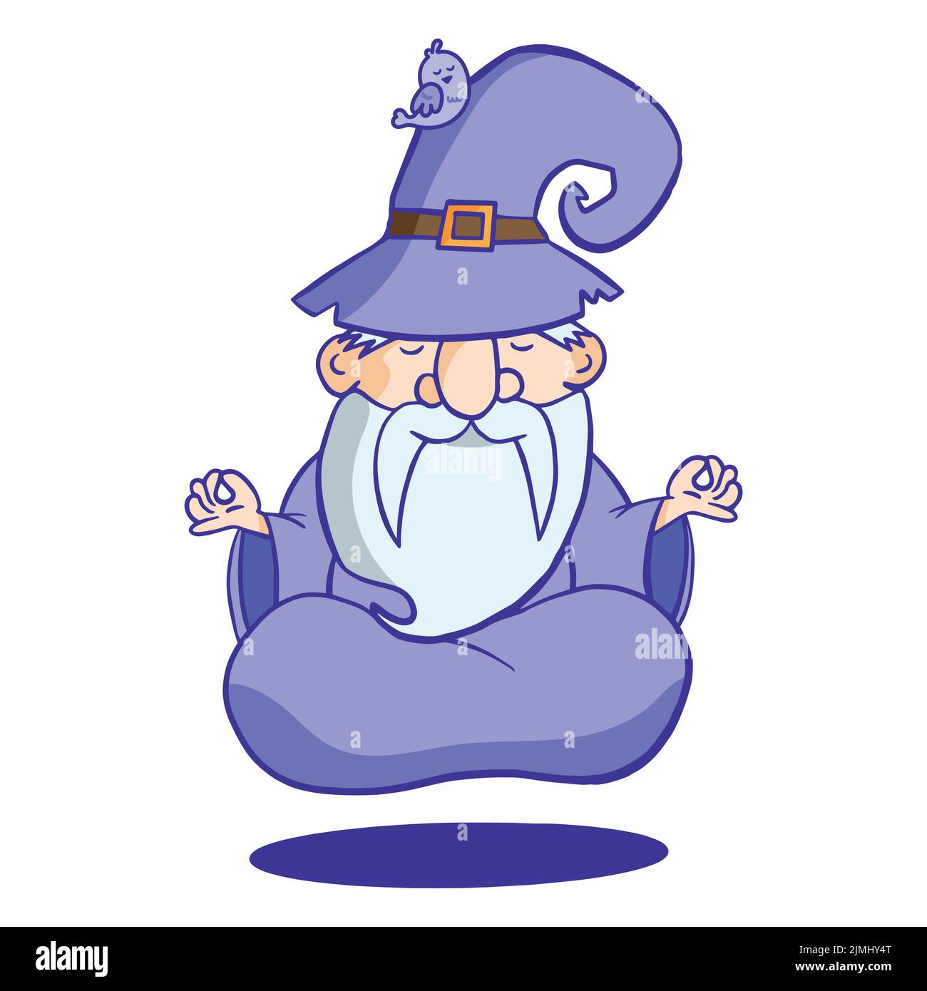 A floating Wizard with a bird on a white background Stock Vector Image ...