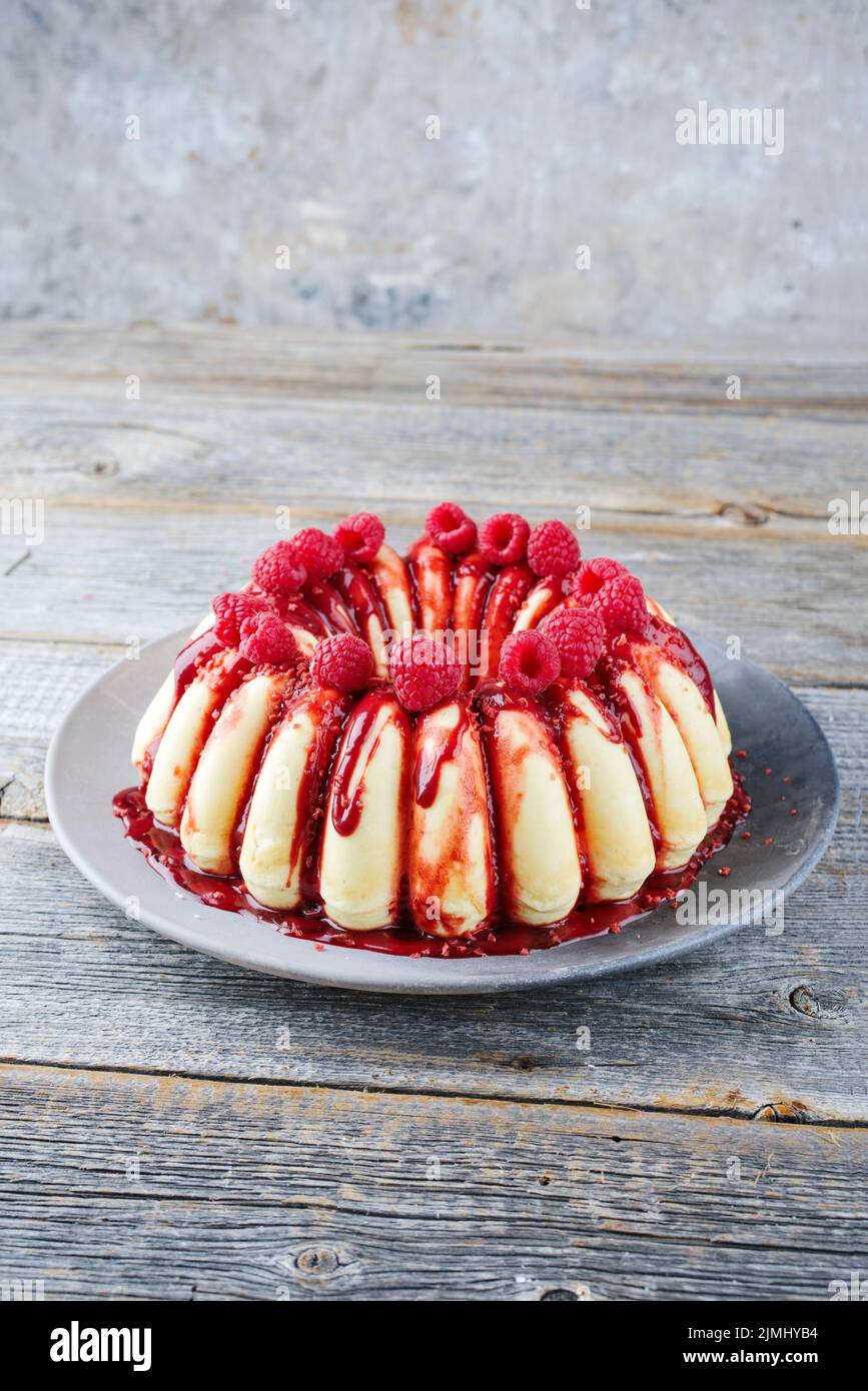 Traditional Italian budino di ricotta cheesecake pudding with chocolate ...