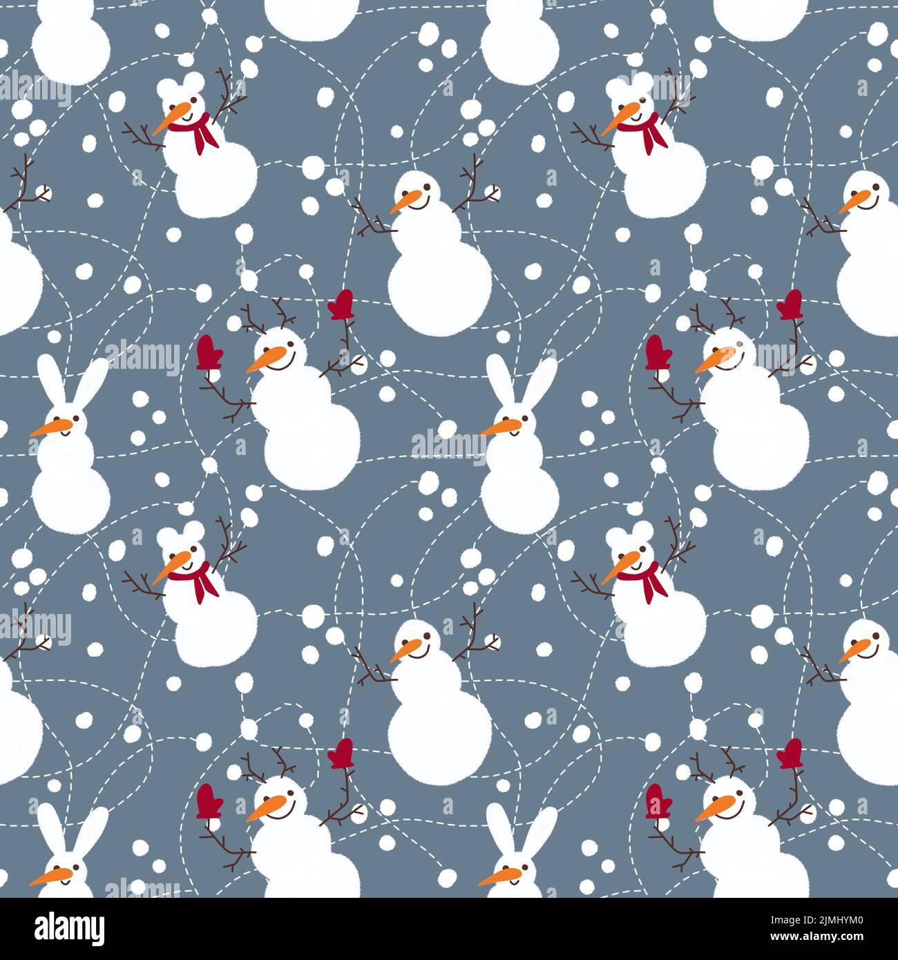 Winter seamless snowman and snowflakes pattern for Christmas wrapping ...