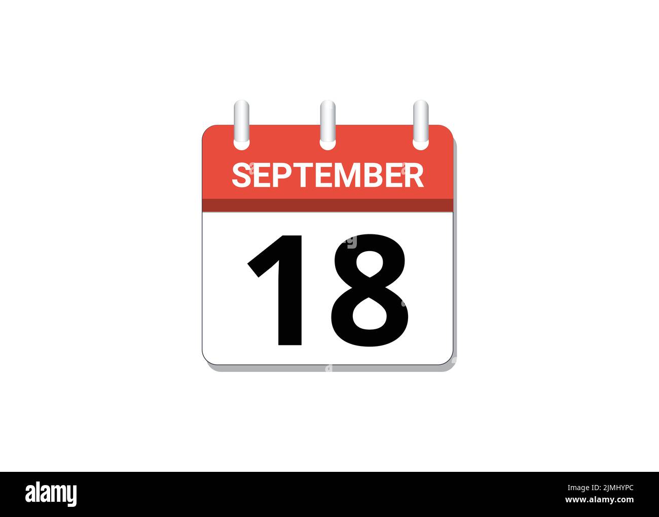 September, 18th calendar icon vector, concept of schedule, business and ...