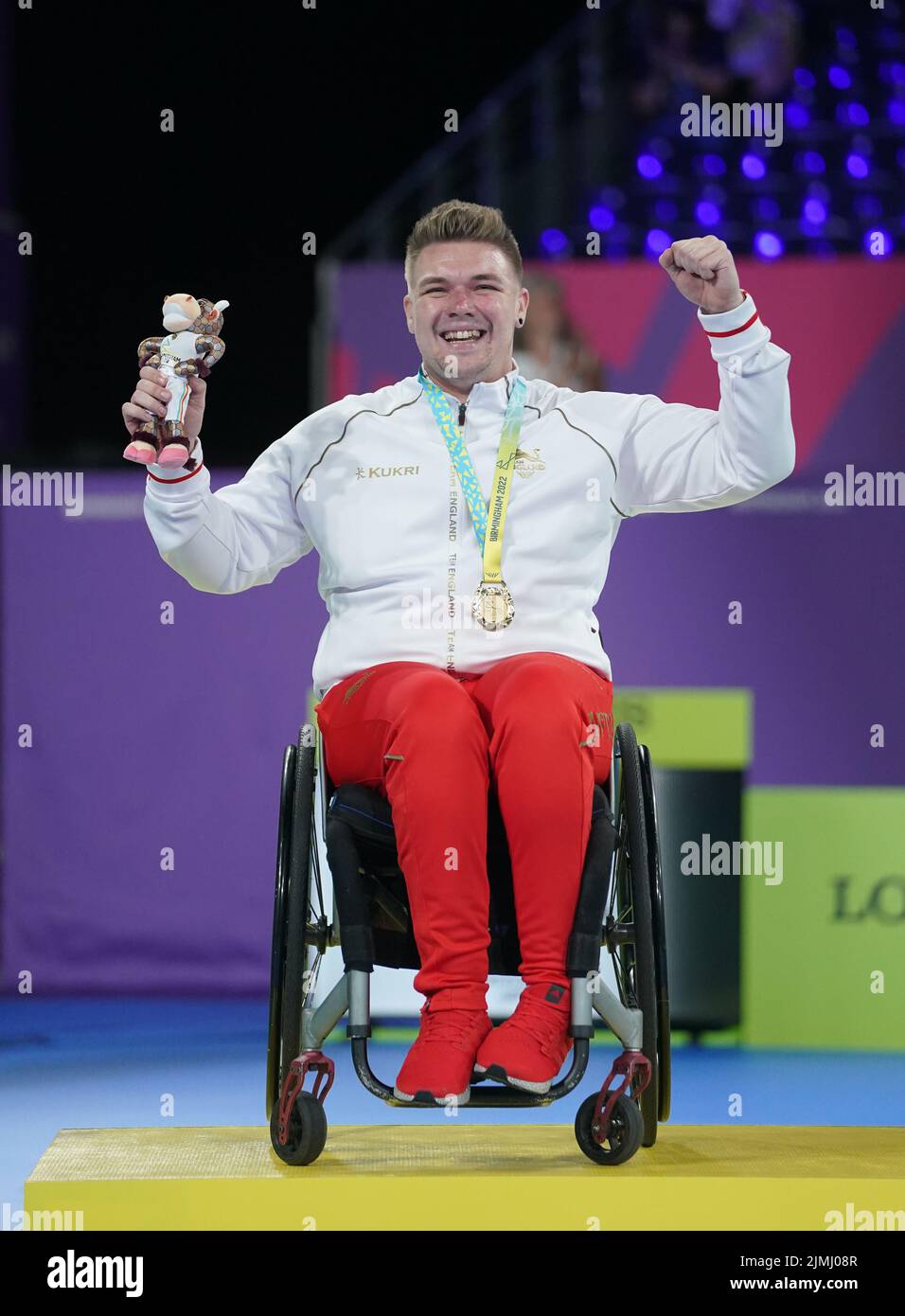 Gold medalist England's Jack Hunter-Spivey celebrates during the Men's ...