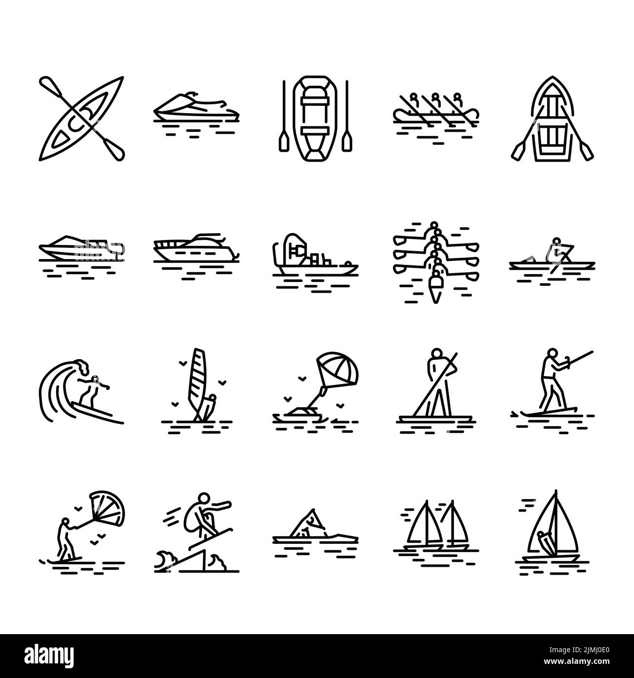 Water activity color line icons set. Signs for web page, mobile app ...