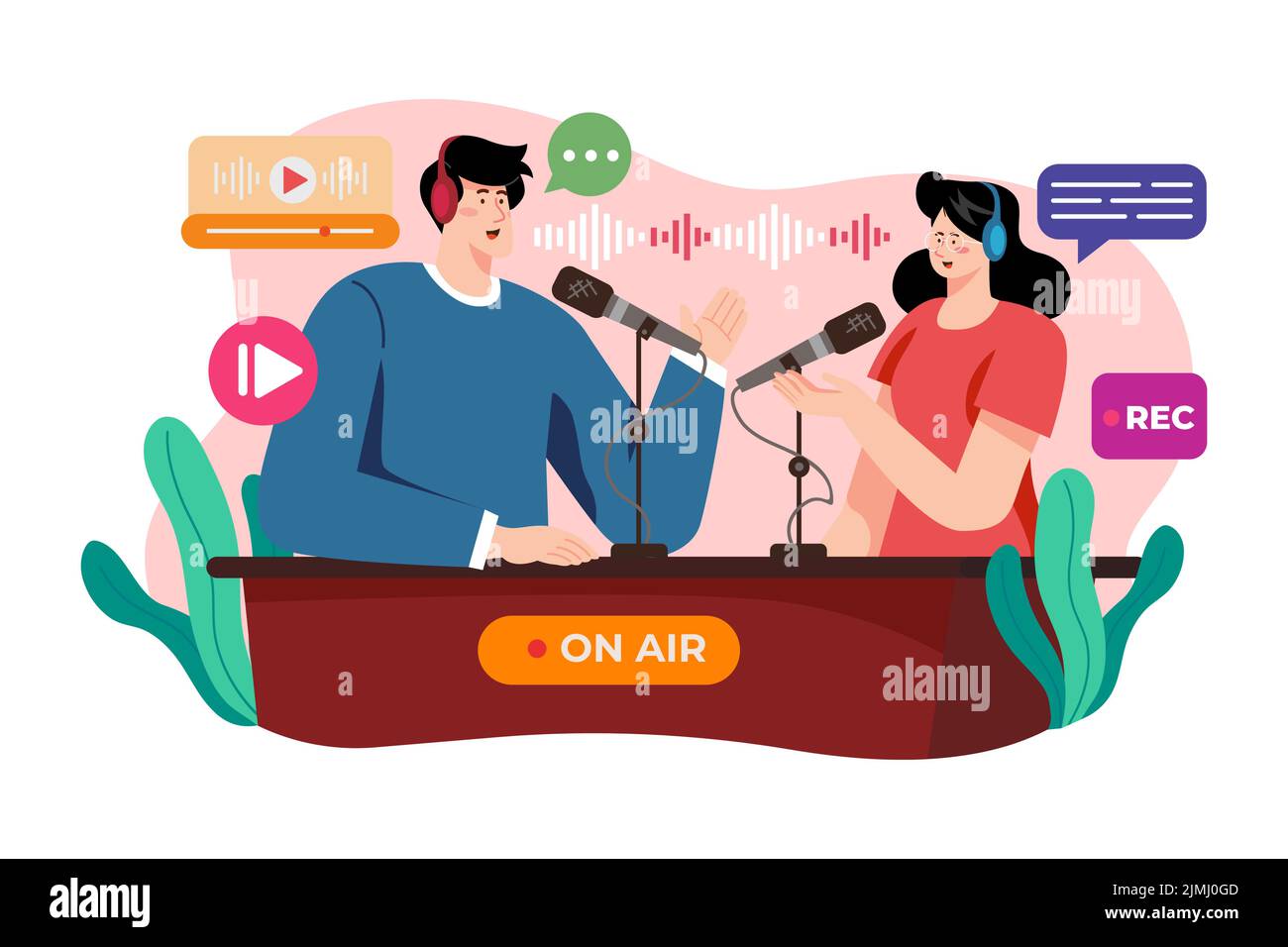 Person recording podcast Cut Out Stock Images & Pictures - Alamy