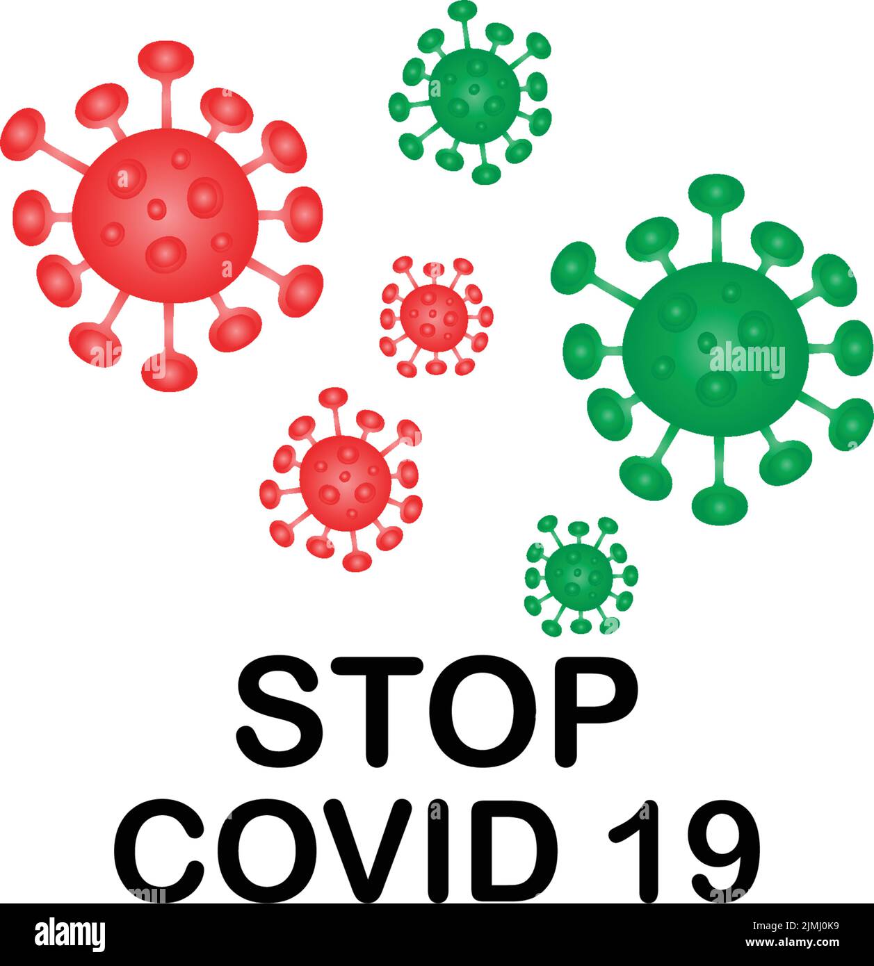 A vector design of a coronavirus caution sign with a text of STOP COVID ...