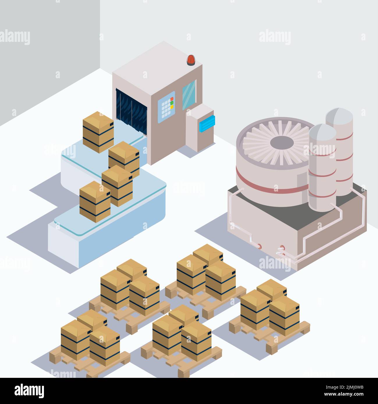 isometric factory with boxes Stock Vector Image & Art - Alamy