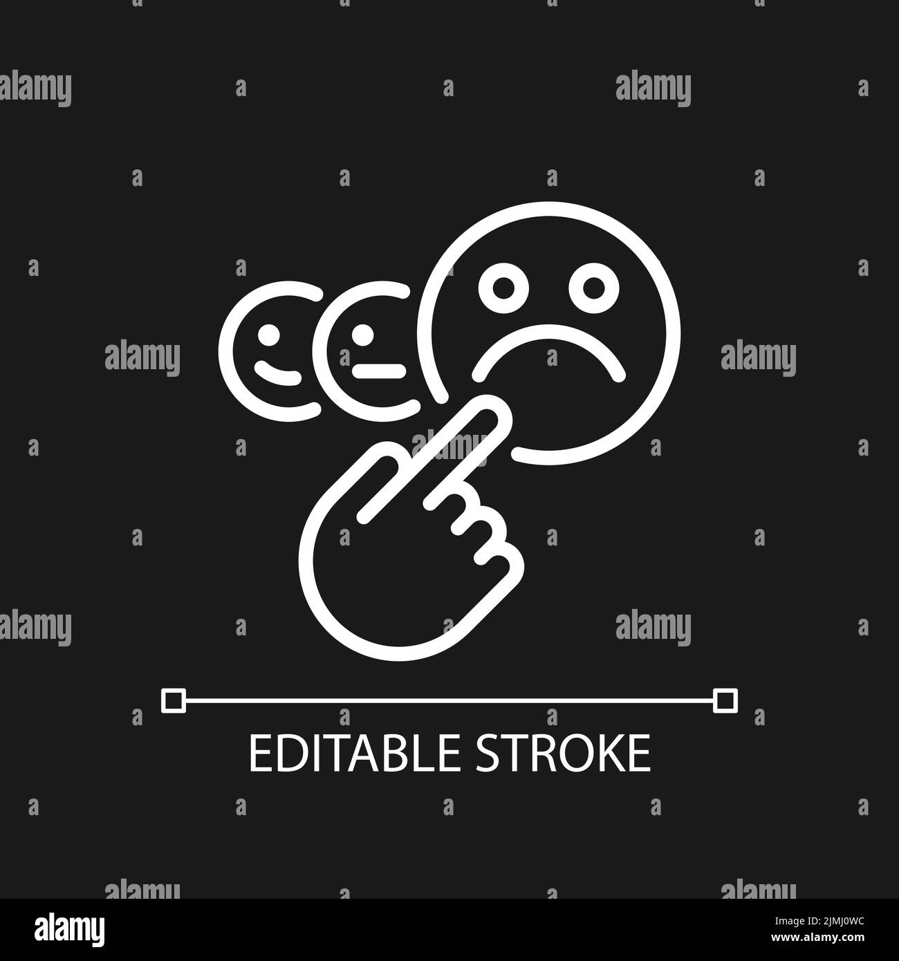 Negative feedback pixel perfect white linear icon for dark theme Stock ... Negative feedback pixel perfect white linear icon for dark theme Stock ...