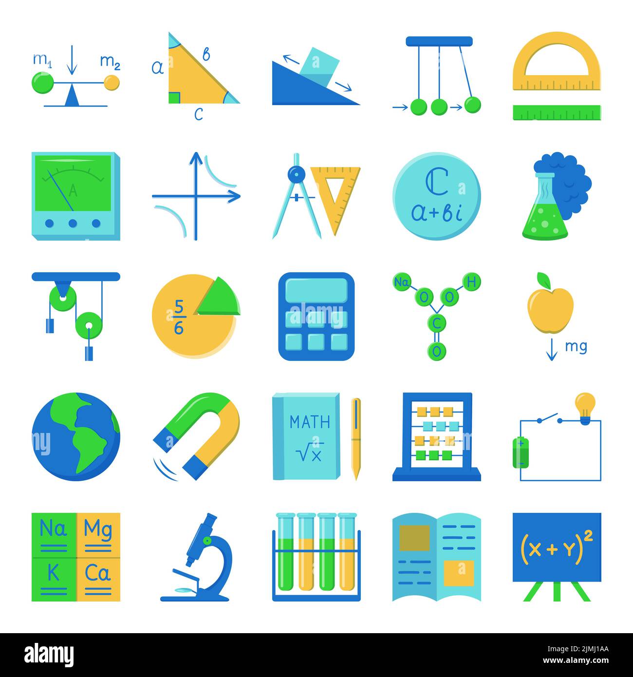 Education icons set in flat style. School and learning concept symbols ...
