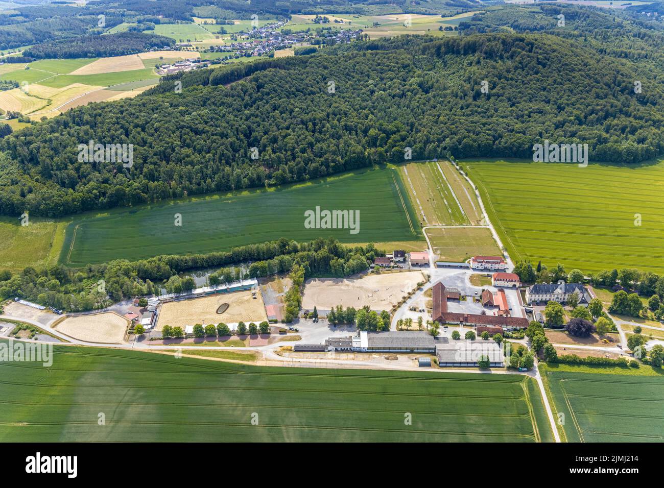 Aerial view, Reiterverein Balve, Schloss Wocklum, Balve, Sauerland ...