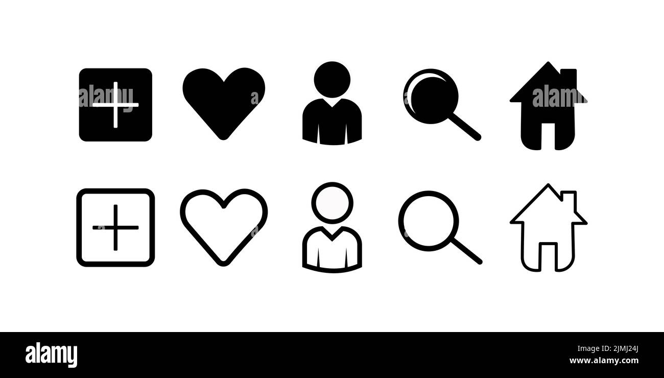 Socail media, user interface icon set vector illustration on outline ...