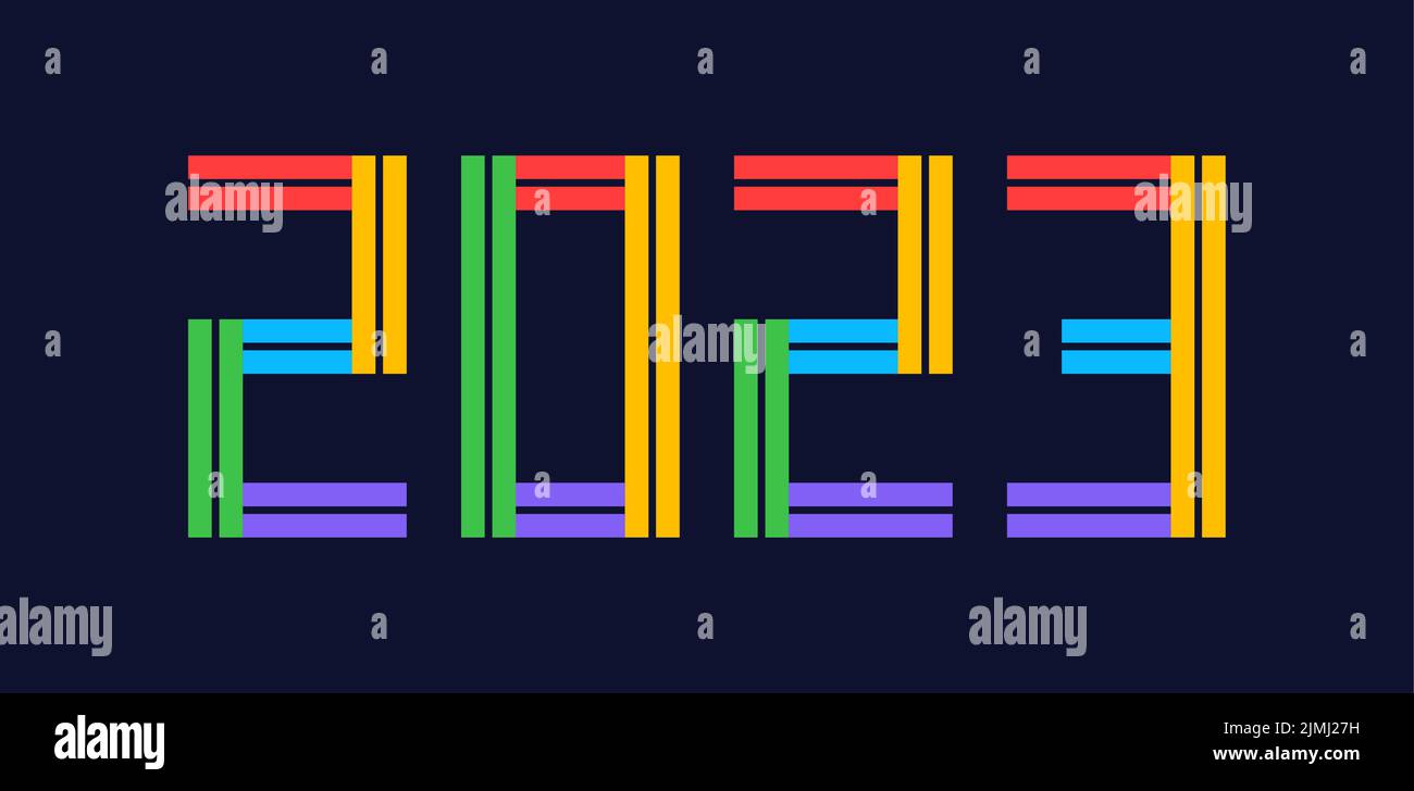Happy new year 2023 with numbers vector illustration creative style ...