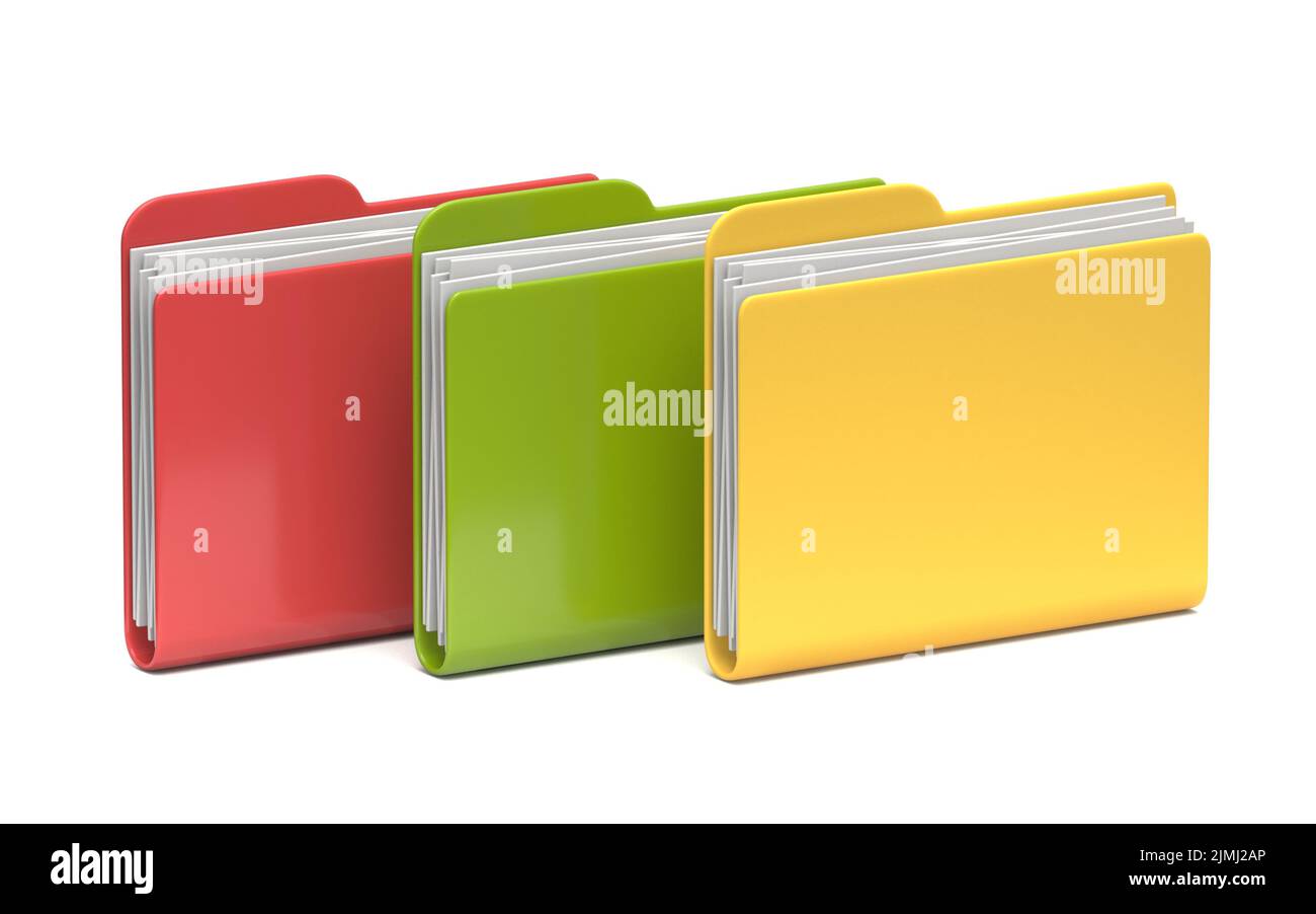 Red, green and yellow folder icon 3D Stock Photo - Alamy
