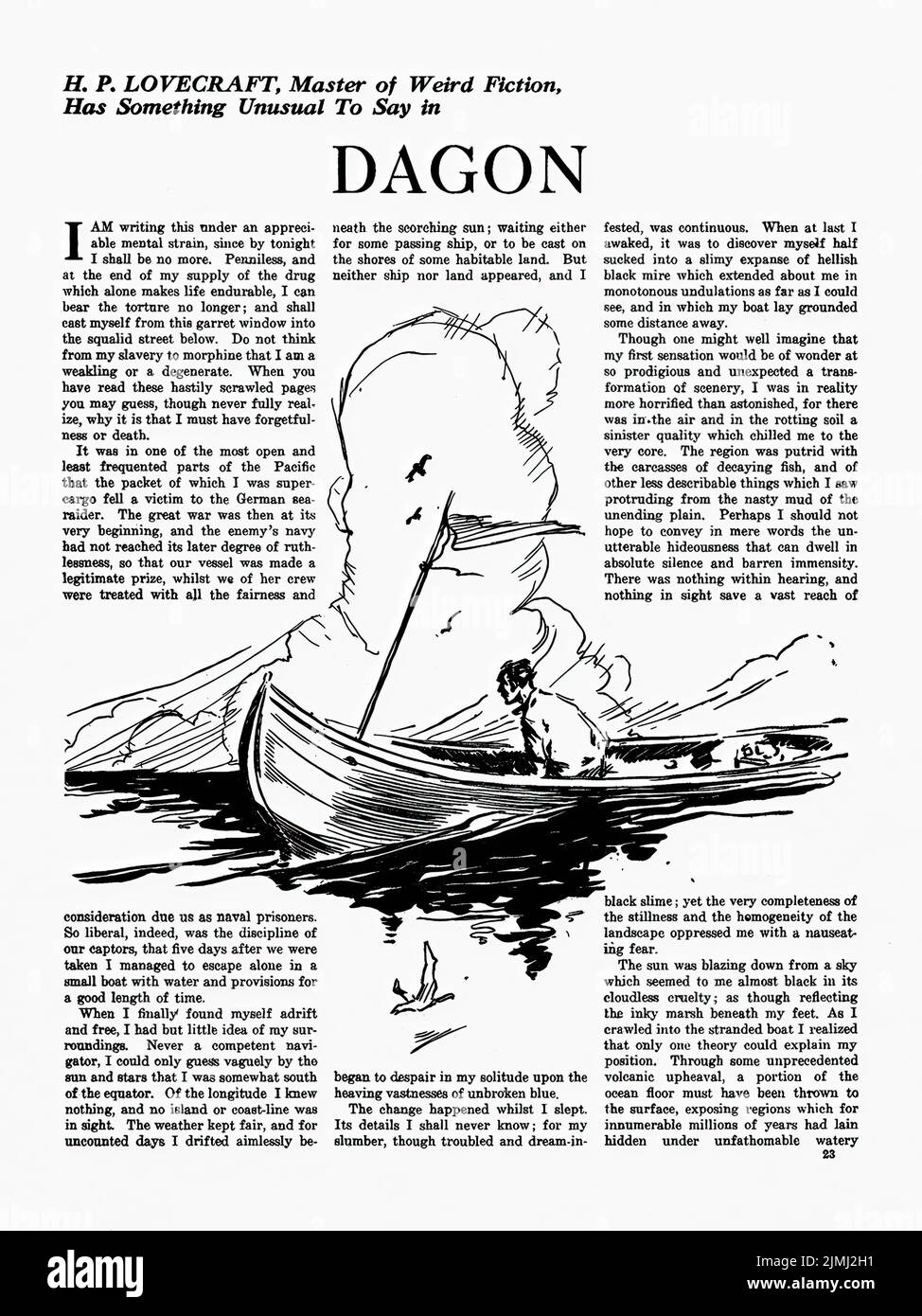 Dagon (1919) by H. P. Lovecraft. Illustration by William Fred Heitman ...