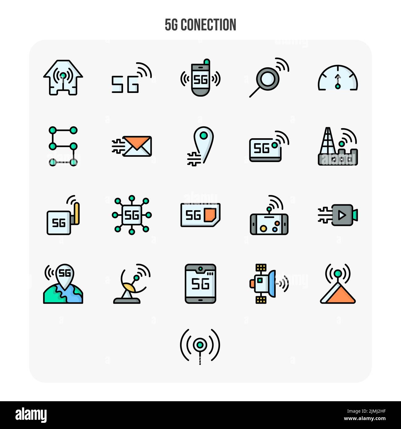 A vector illustration of 5G internet and server icons Stock Vector ...