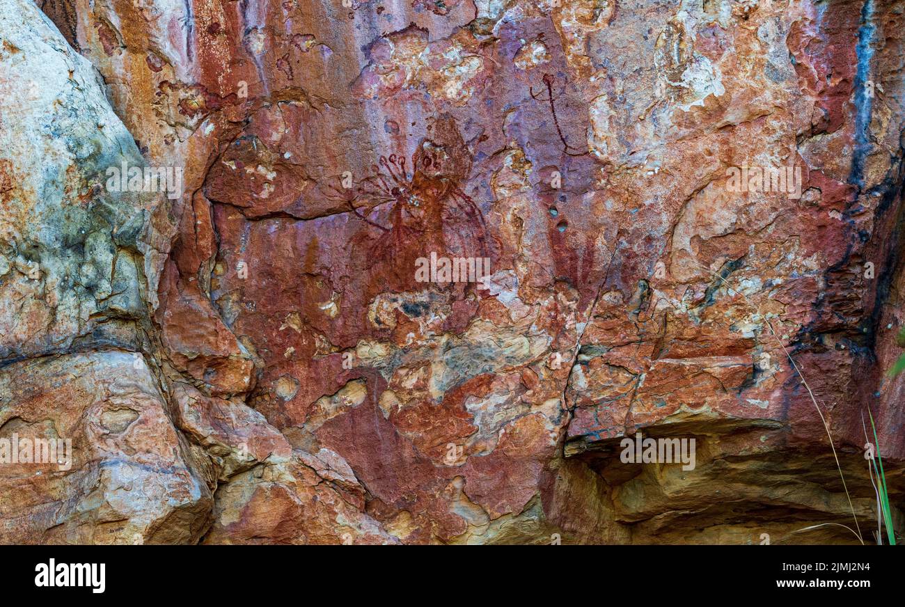 Aboriginal rock art, East Alligator River, Arnhem Land, Northern Territory, Australia Stock ...
