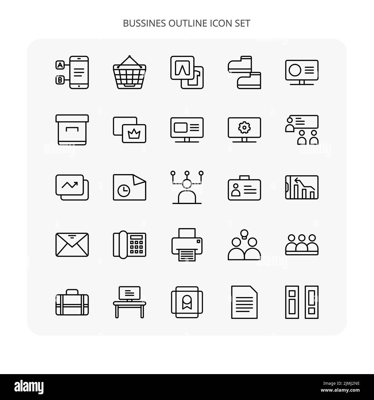 A set of business outline icons with a white background Stock Vector ...