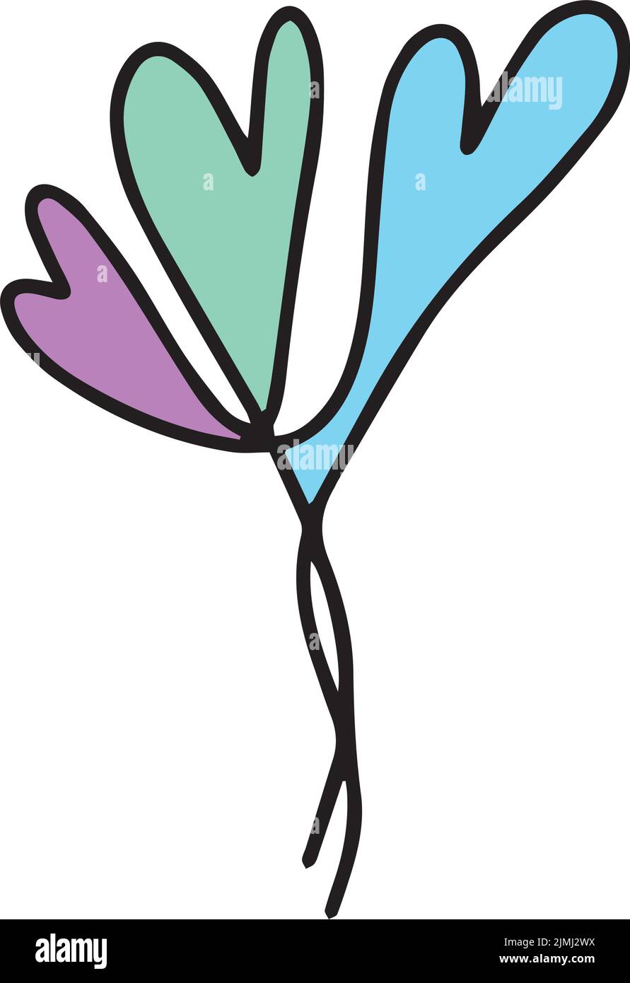 Heart plant icon abstract hand drawn flower line art symbol for nature ...