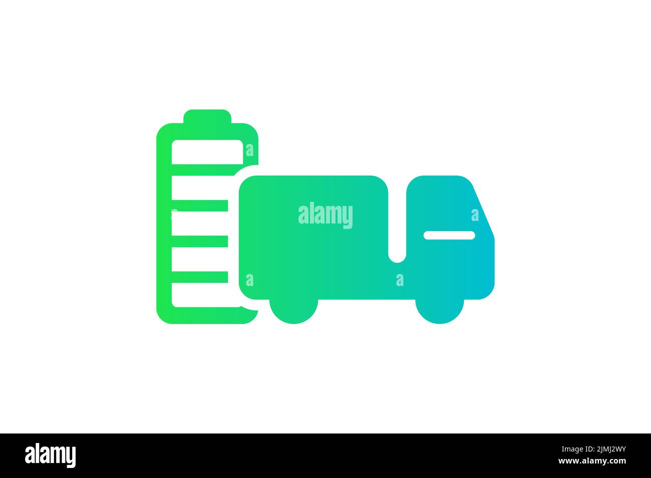 Electric truck with fully charged battery energy indicator green ...