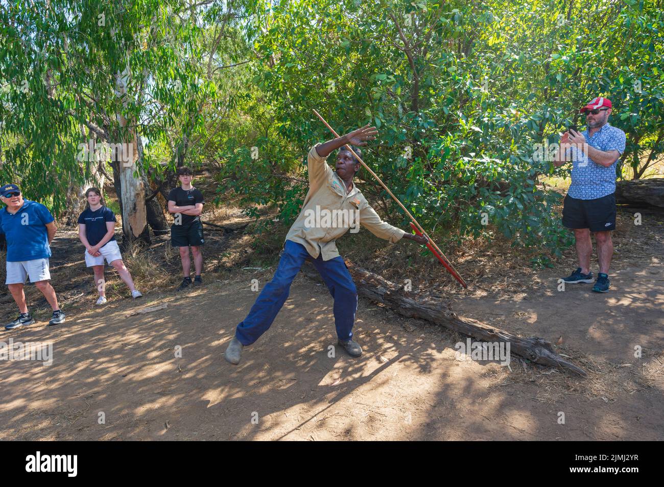 Neville Namarnyilk, an Aboriginal guide from Arnhem Land, showing ...