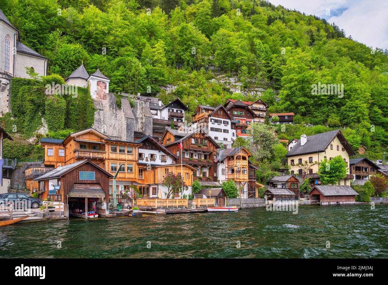 Hallstatt Austria, Nature landscape of Hallstatt village with lake and ...