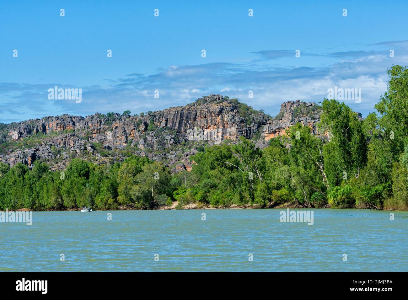View of cliffs along the East Alligator River, at the border of Kakadu National Park and Arnhem ...