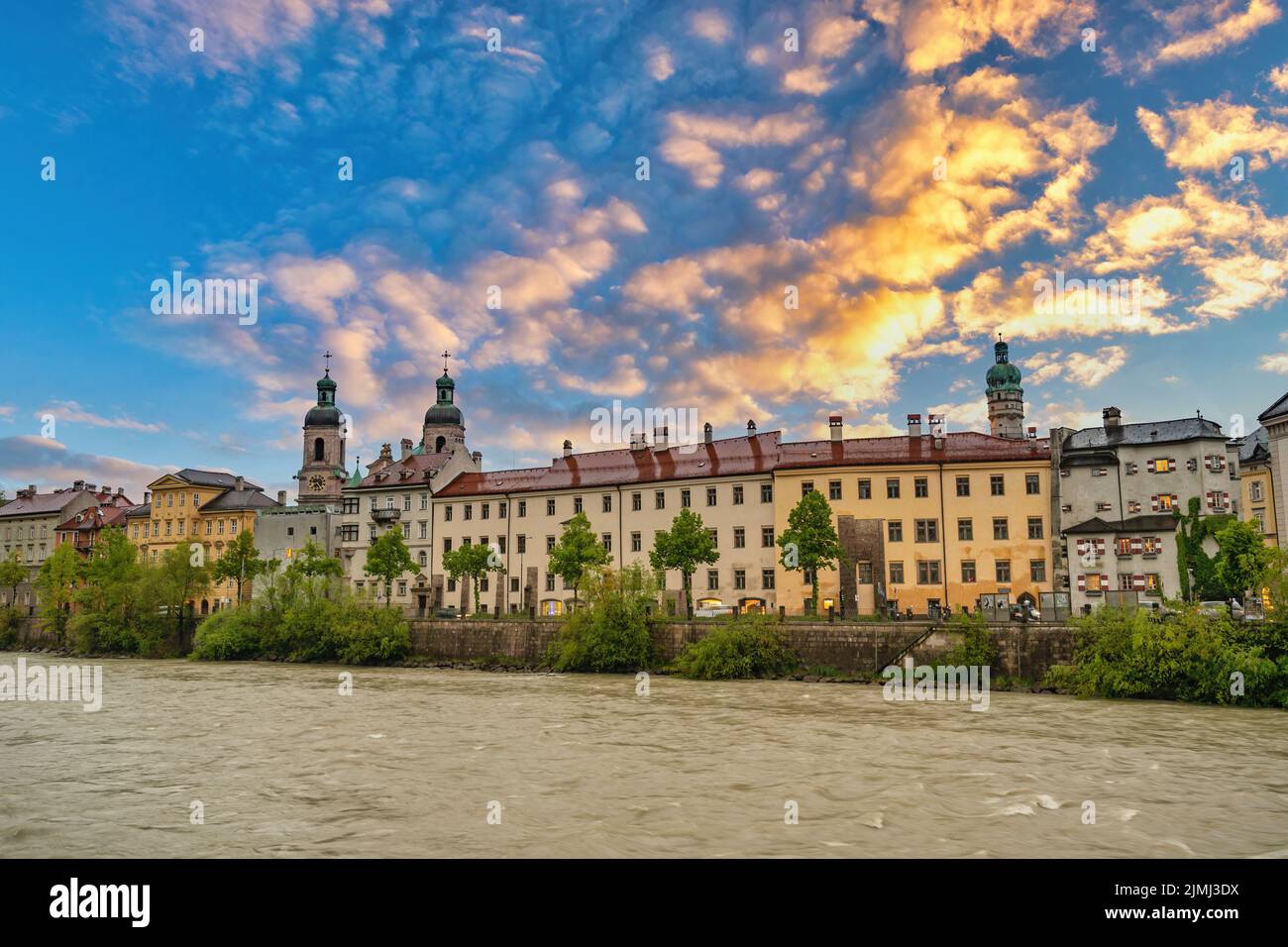 Innsbruck Austria, sunset city skyline at Inn River Stock Photo - Alamy