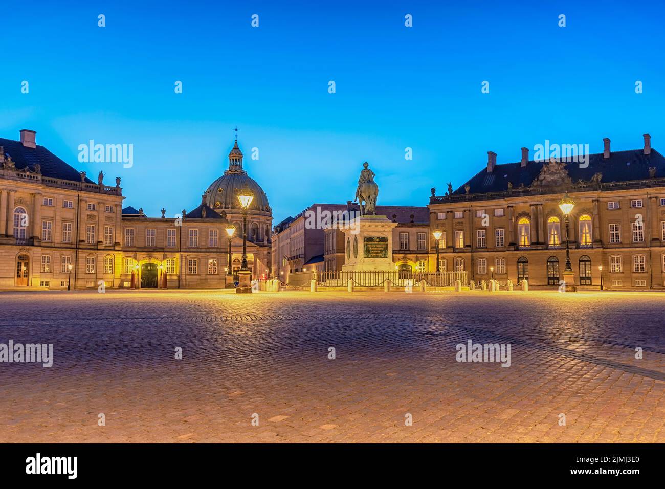 Copenhagen Denmark, night city skyline at Amalienborg Palace Stock ...