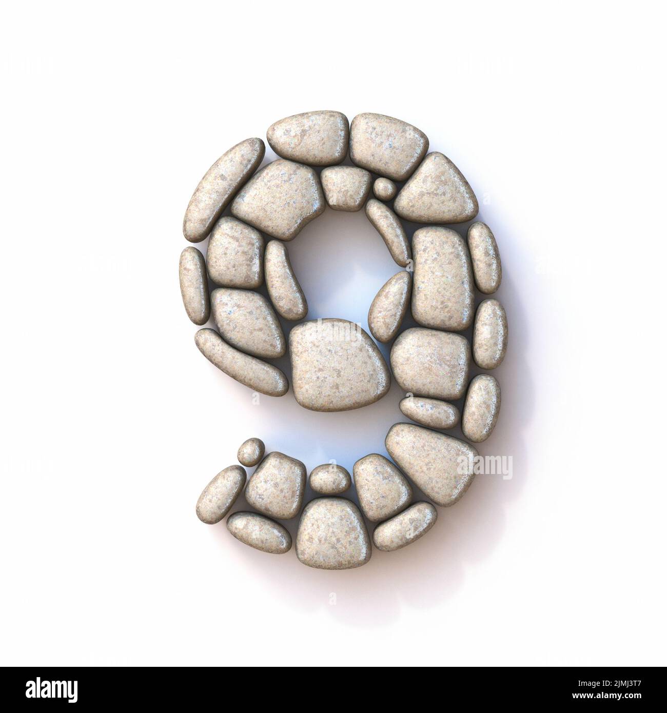 Pebble font Number 9 NINE 3D Stock Photo - Alamy