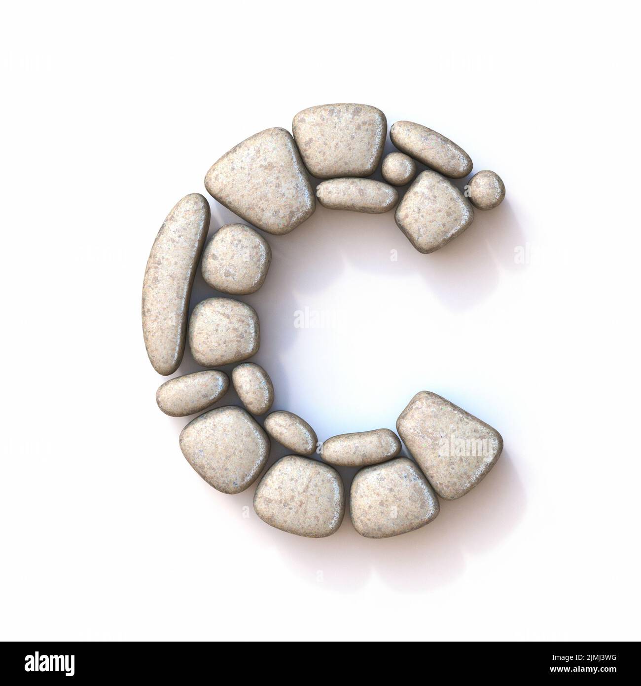Pebble font Letter C 3D Stock Photo - Alamy