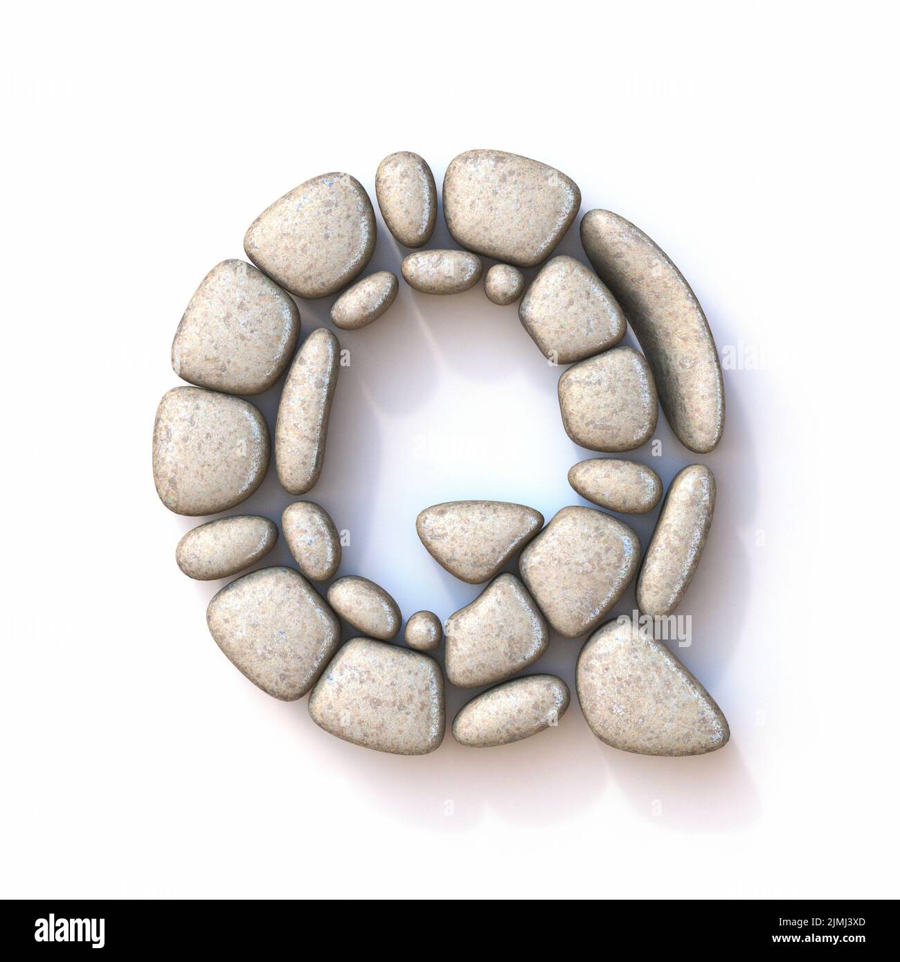 Pebble font Letter Q 3D Stock Photo - Alamy