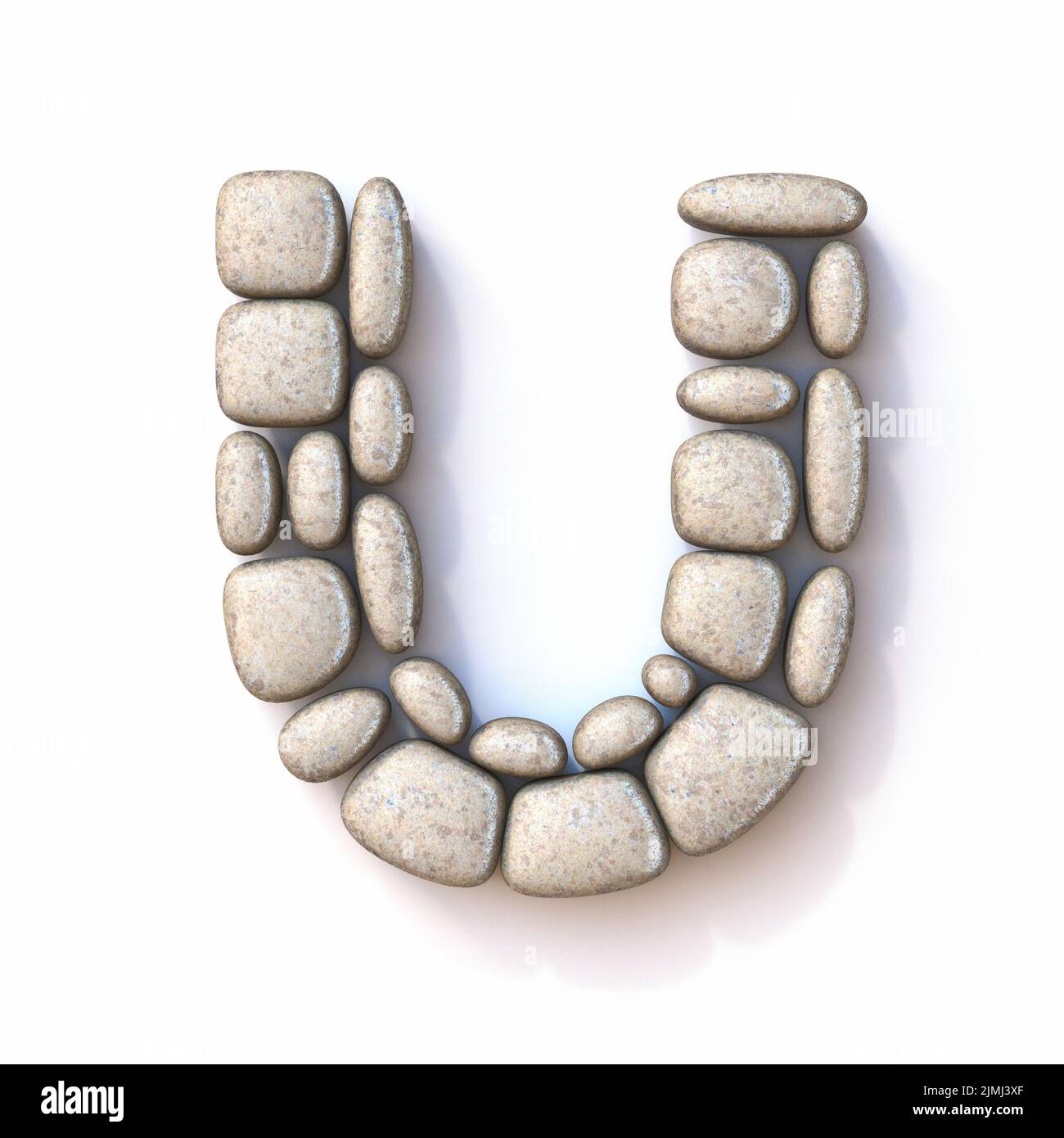 Pebble font Letter U 3D Stock Photo - Alamy