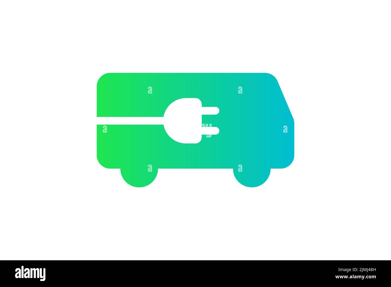 Electric bus icon. Green gradient cable electrical e-bus silhouette and ...