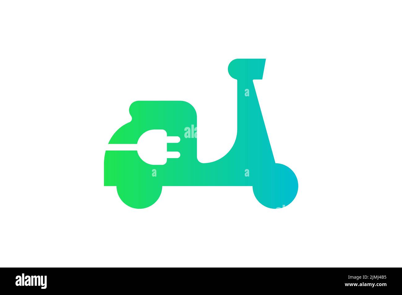 Electric motorcycle icon. Green gradient cable electrical moped and ...