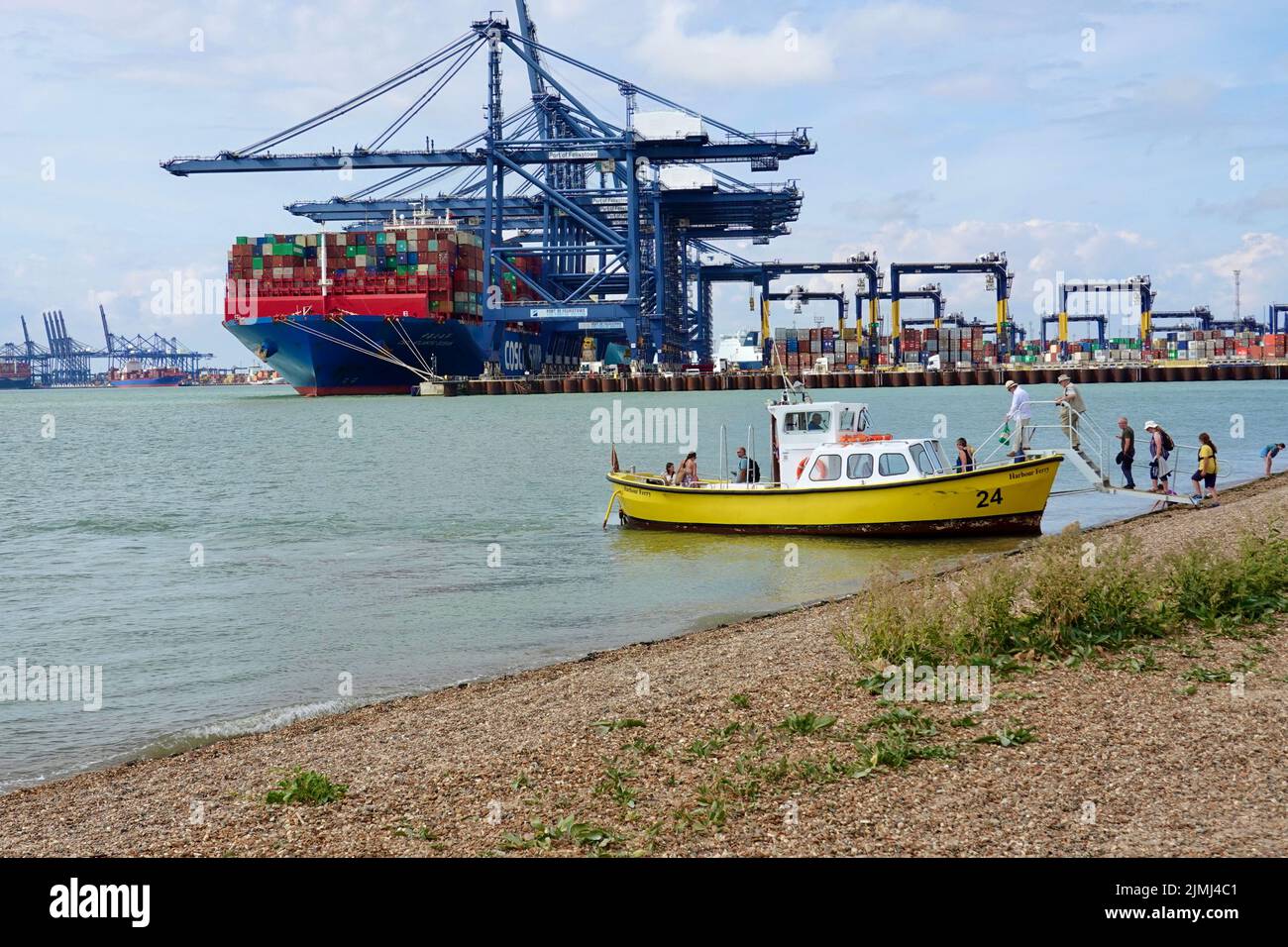 Felixstowe, Suffolk, UK - 1 August 2022 : Cosco ship docked at the port ...