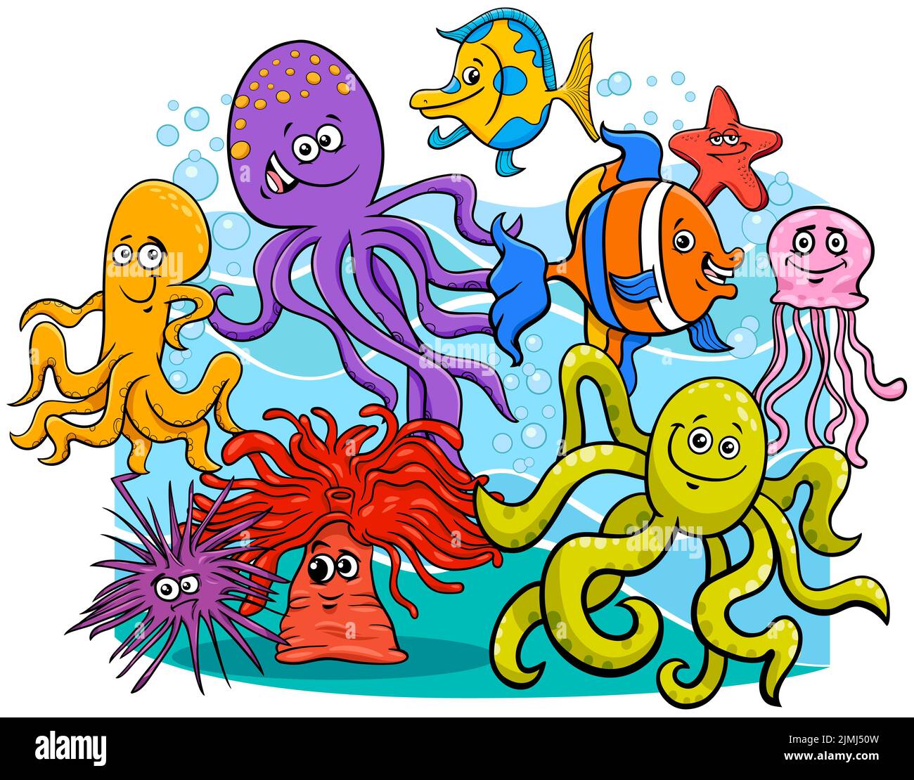 Group funny cartoon fish sea hi-res stock photography and images - Alamy